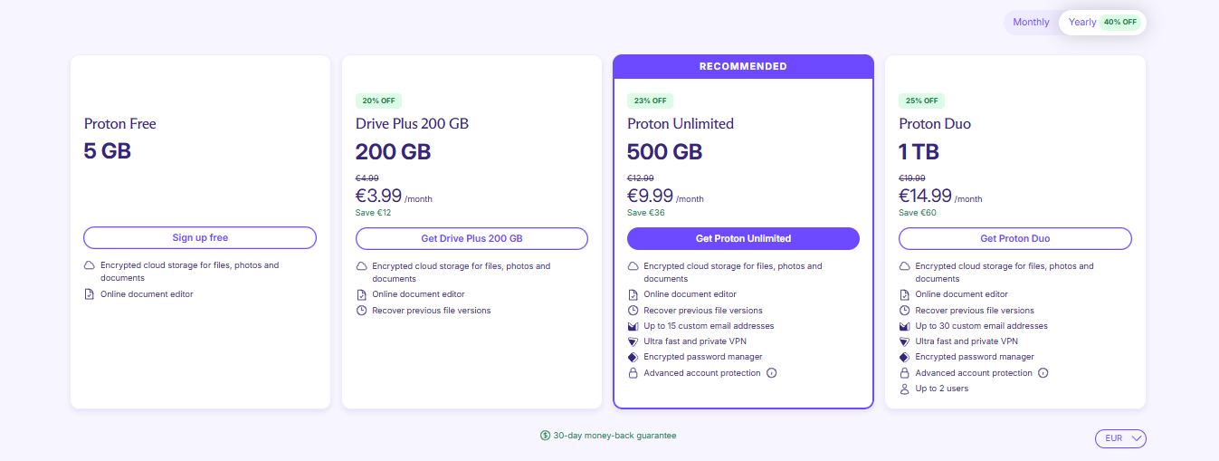 Proton Drive Pricing Guide 2025: Get 5 GB Free Privacy First Cloud ...